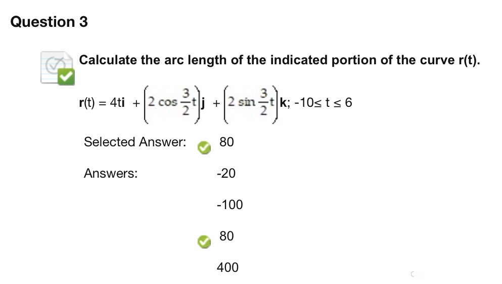 Solved Question 3Calculate the arc length of the indicated | Chegg.com