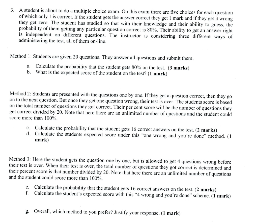 Solved A student is about to do a multiple choice exam. On | Chegg.com