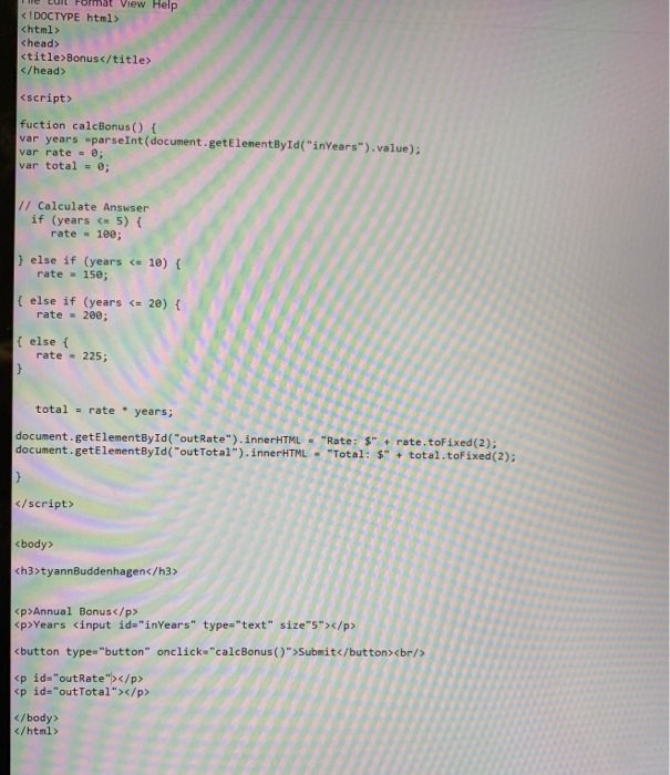 Write a JavaScript function to calculate annual | Chegg.com