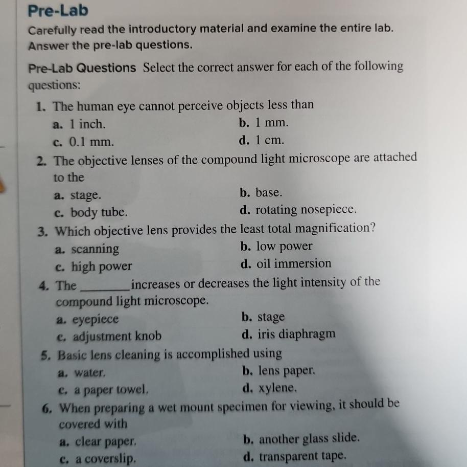 Solved Pre-LabCarefully read the introductory material and | Chegg.com