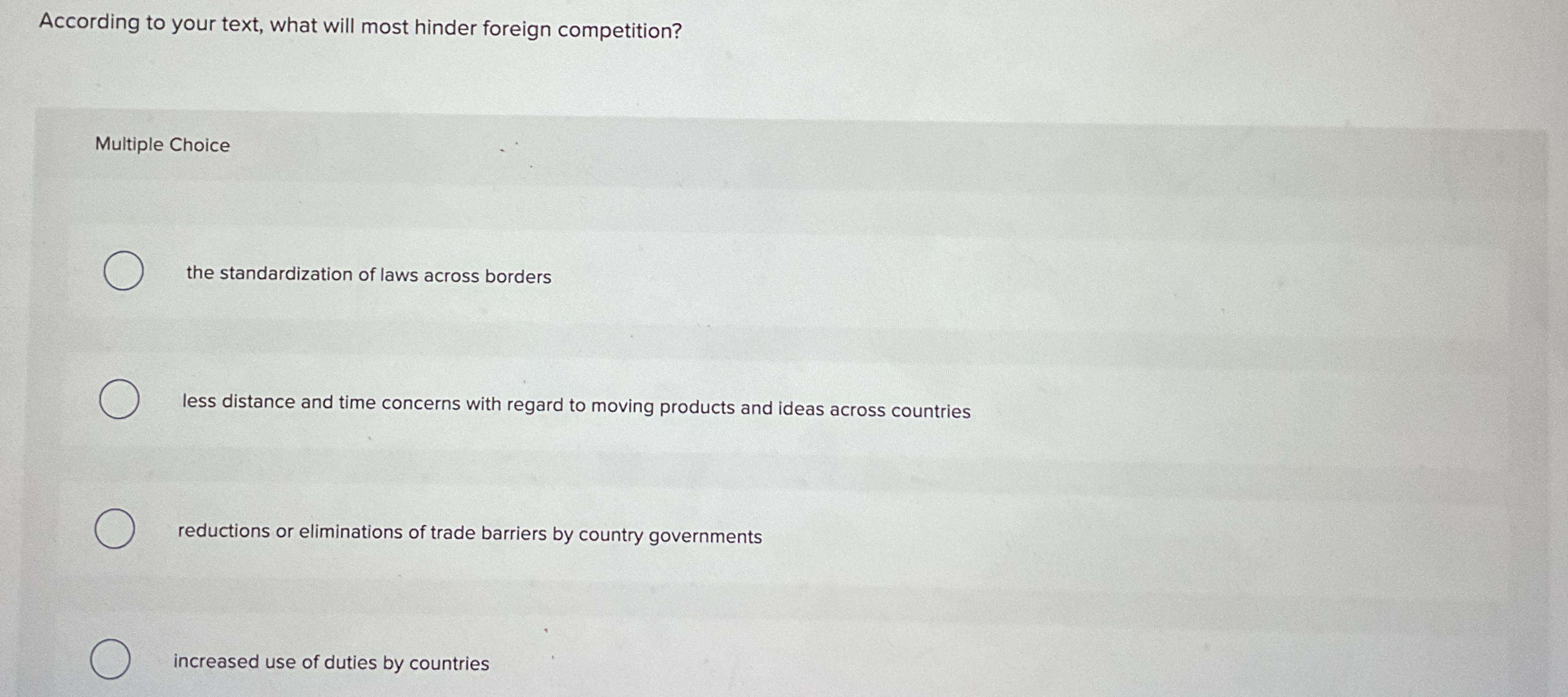 Solved According to your text, what will most hinder foreign | Chegg.com