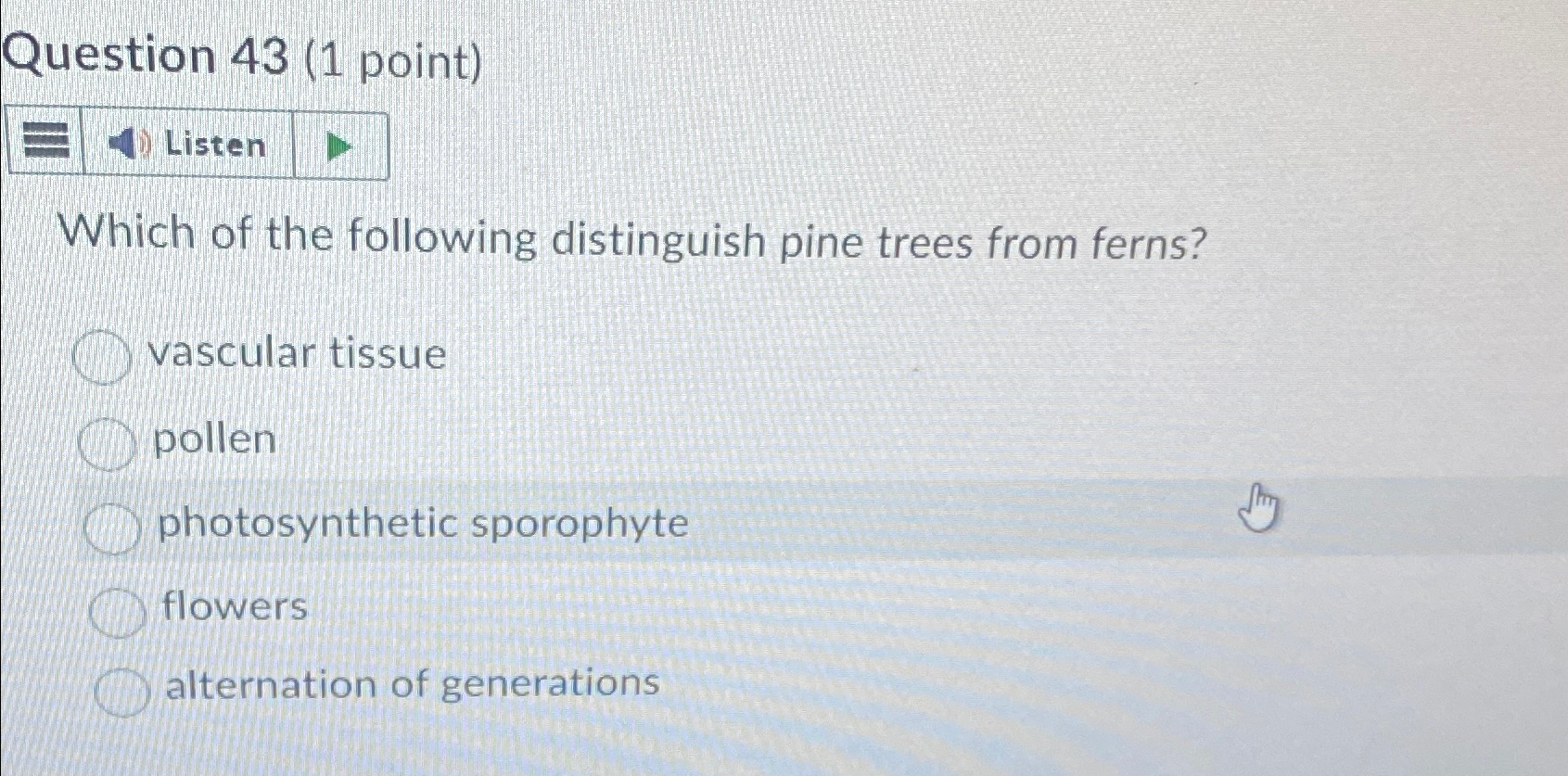 Solved Question 43 (1 ﻿point)Which of the following | Chegg.com