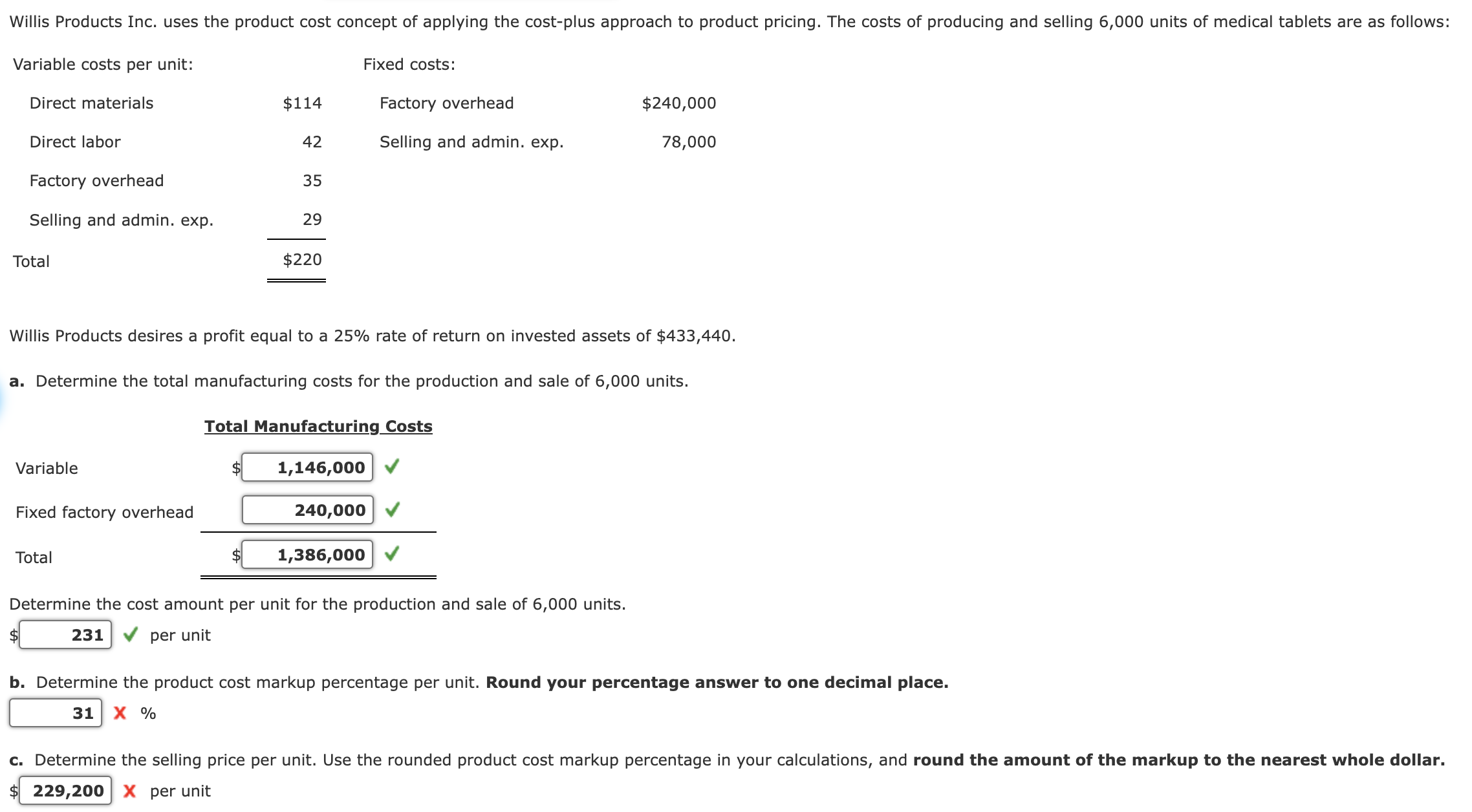 Solved Willis Products Inc. uses the product cost concept of | Chegg.com
