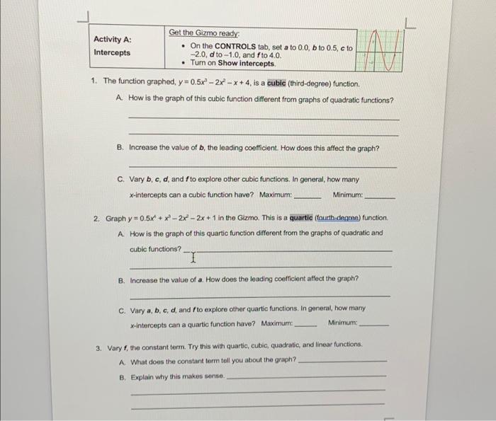 Solved Student Exploration: Graphs of Polynomial Functions | Chegg.com