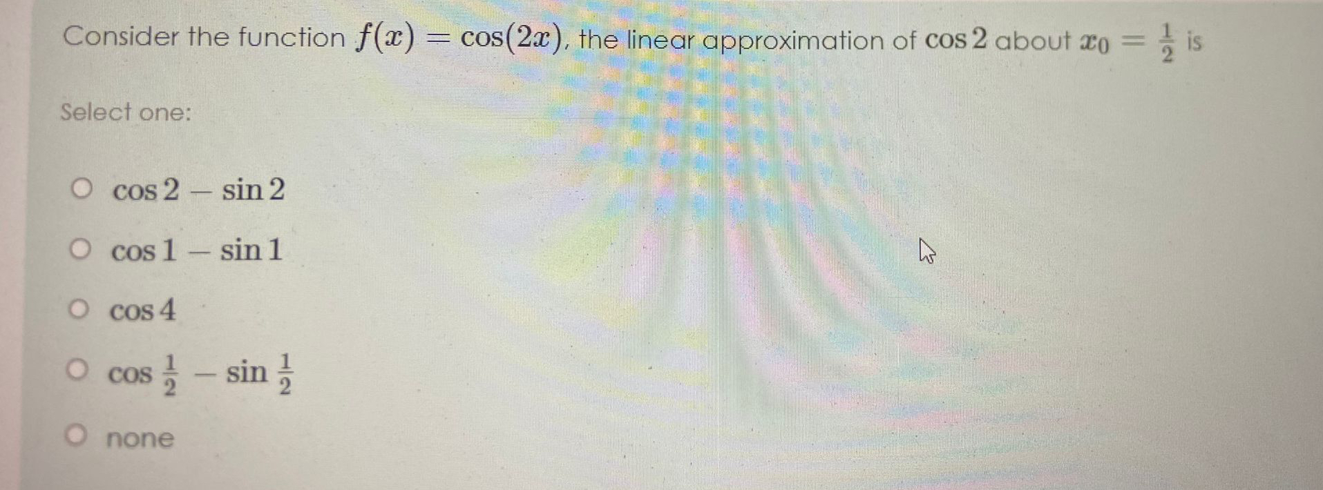 Solved Consider the function f(x)=cos(2x), ﻿the linear | Chegg.com