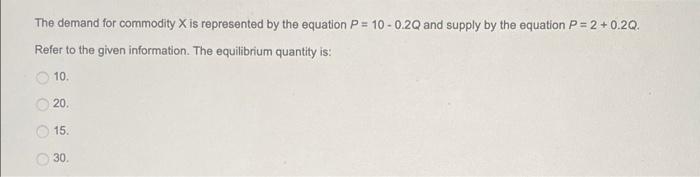 Solved The demand for commodity X is represented by the | Chegg.com
