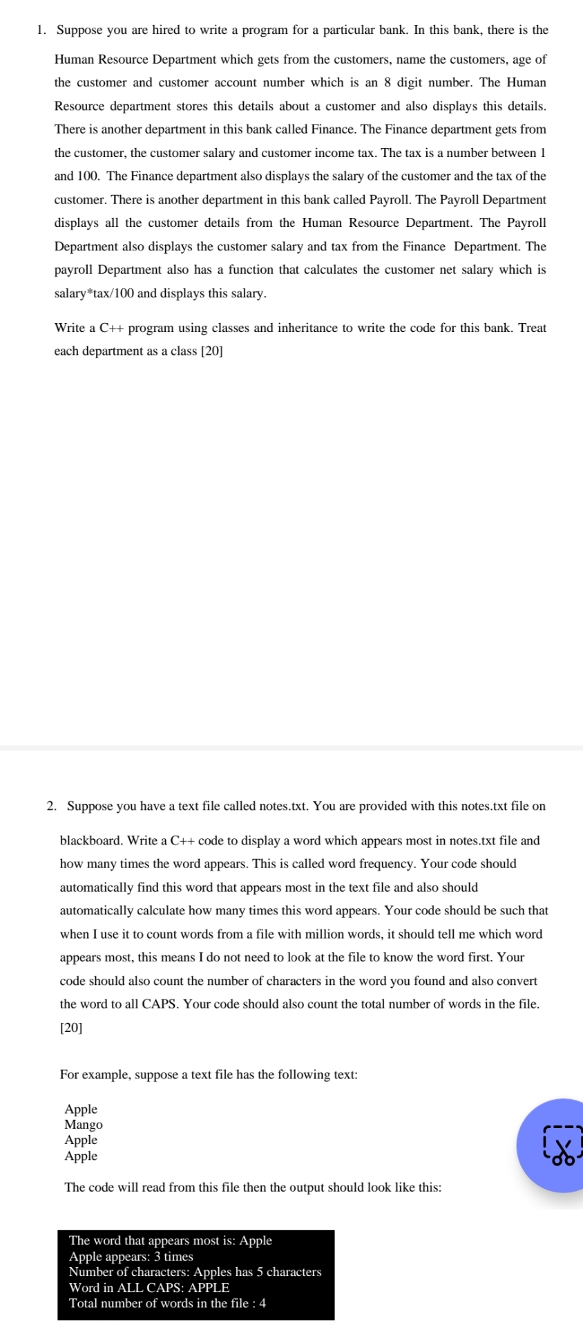 Solved Suppose you are hired to write a program for a | Chegg.com