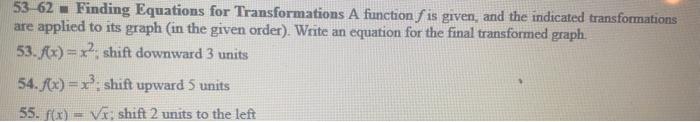 Solved 53-62 = Finding Equations for Transformations A | Chegg.com