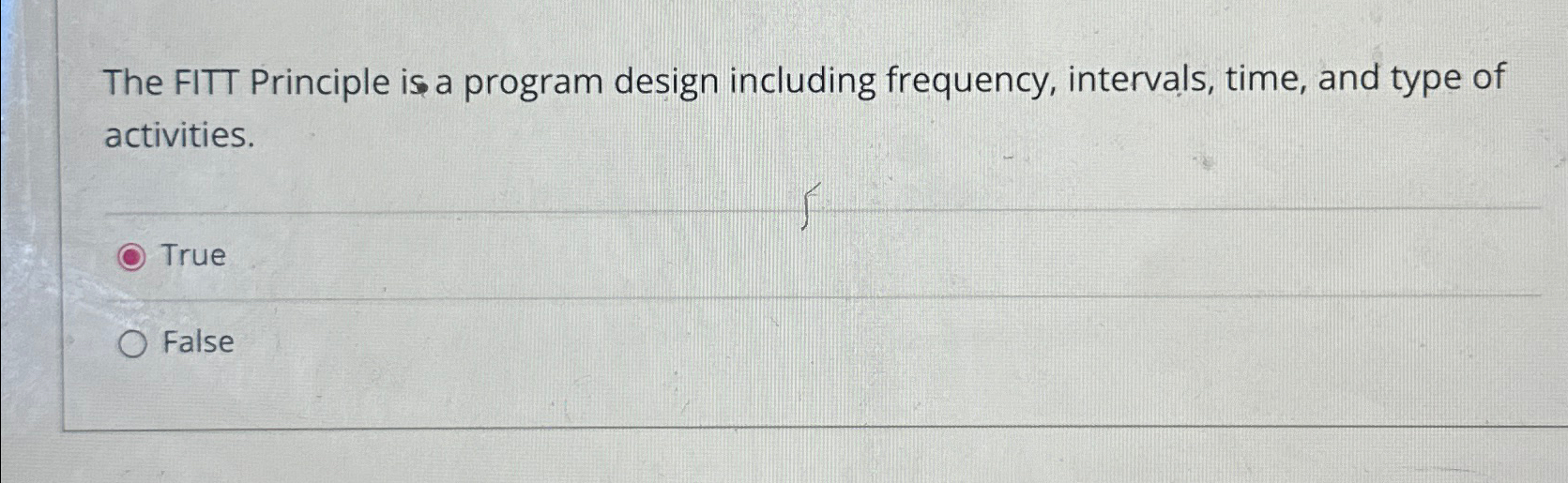 Solved The FITT Principle is a program design including | Chegg.com