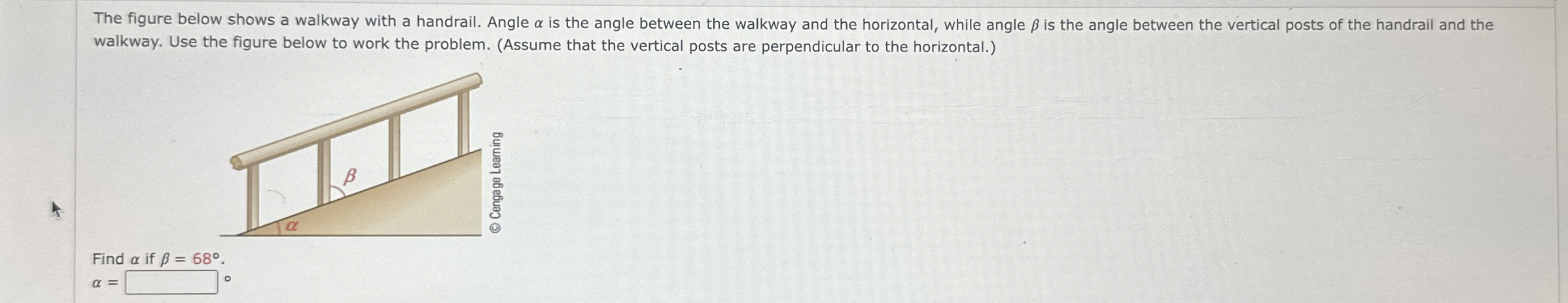 Solved The figure below shows a walkway with a handrail. | Chegg.com