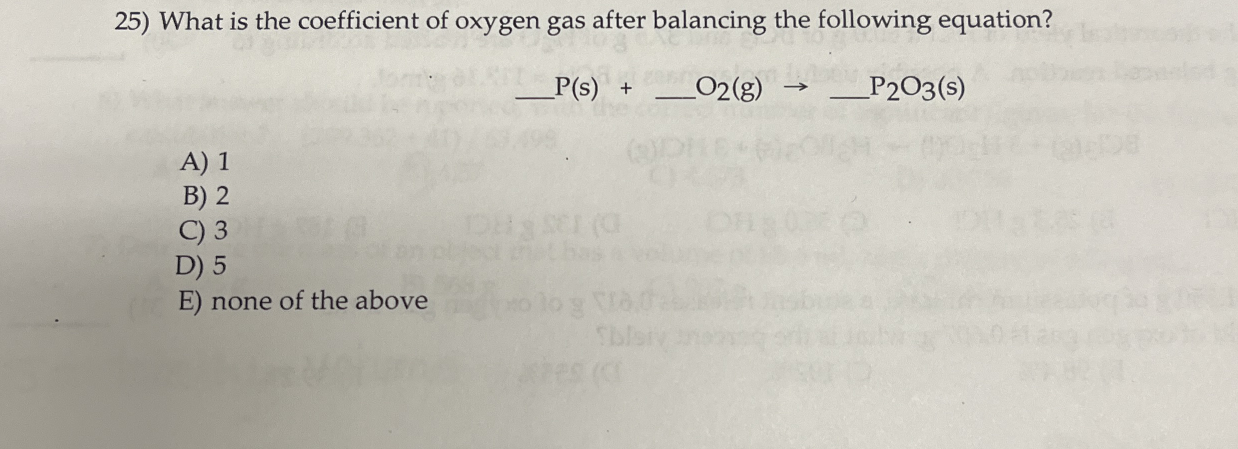Solved What is the coefficient of oxygen gas after balancing | Chegg.com