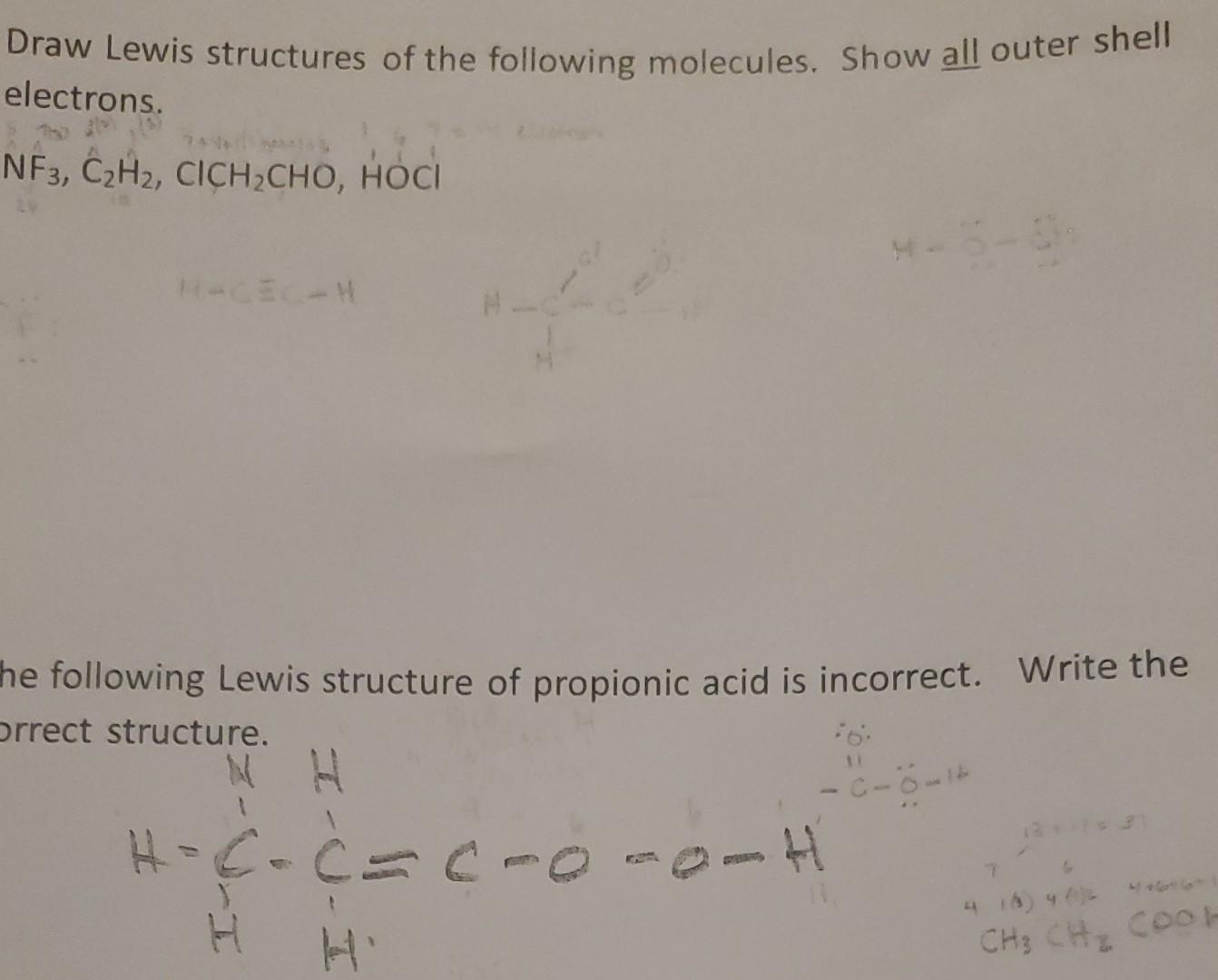 Solved Draw Lewis structures of the following molecules. | Chegg.com