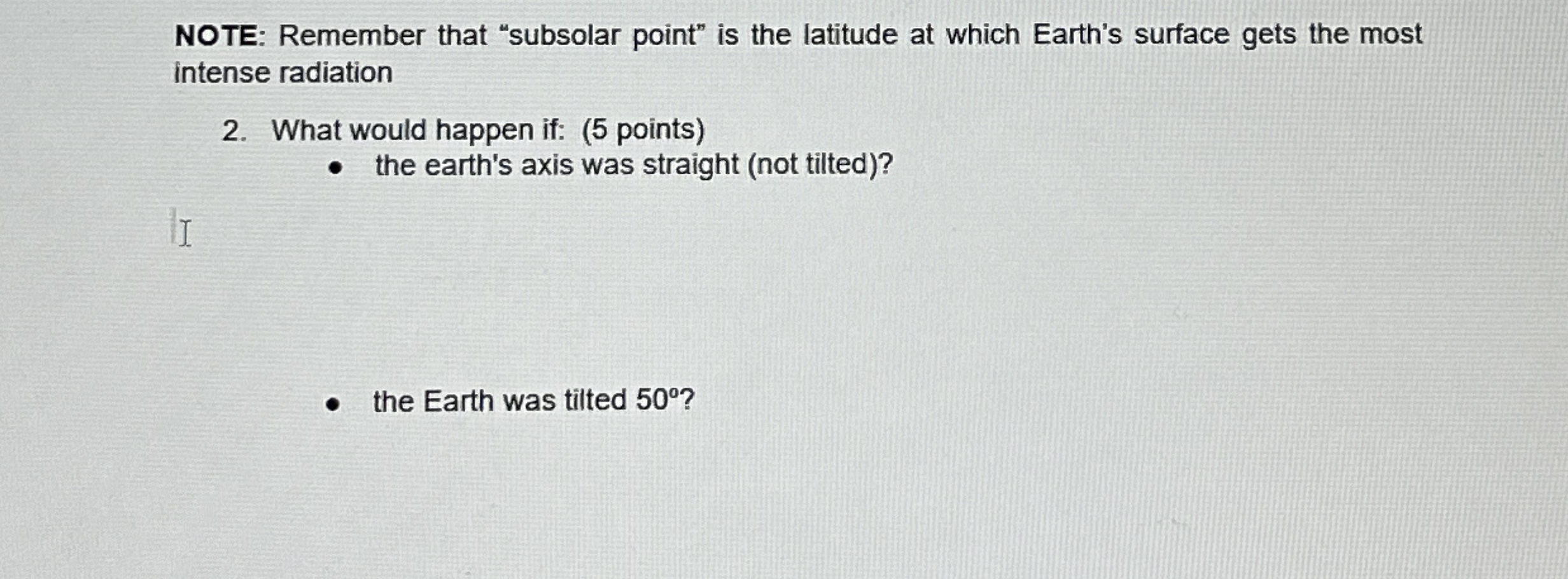 Solved NOTE: Remember that "subsolar point" is the latitude | Chegg.com