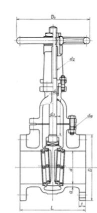 Draw an outside screw gate valve, of a diameter 65mm. | Chegg.com