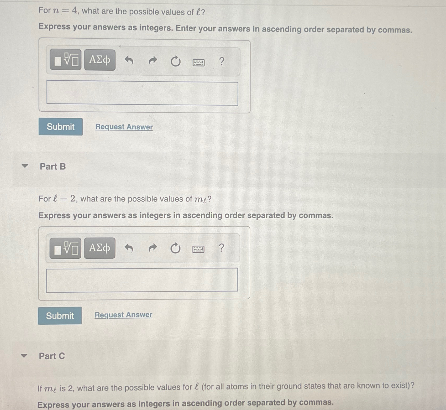 Solved For n=4, ﻿what are the possible values of l ?Express | Chegg.com