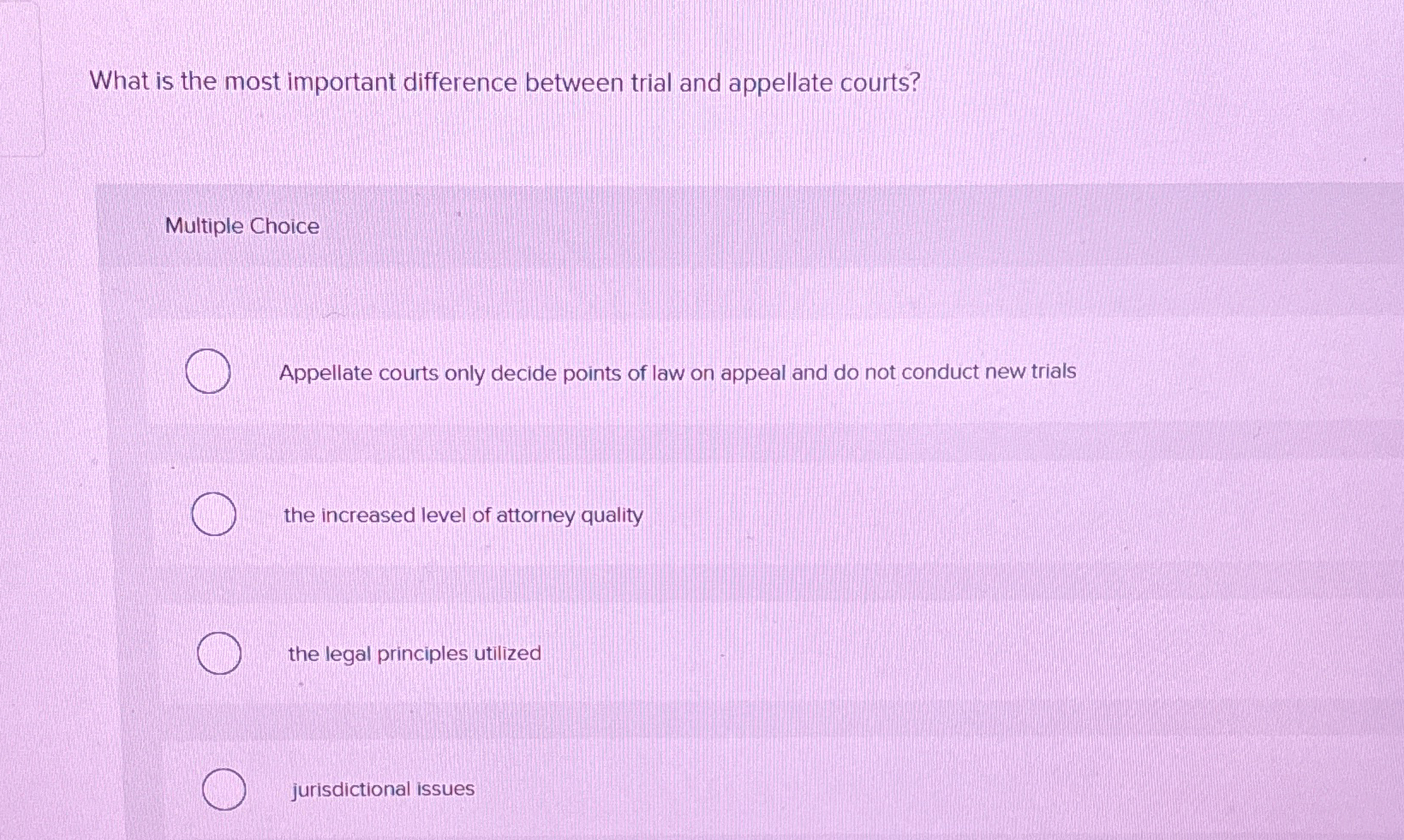 Solved What is the most important difference between trial | Chegg.com