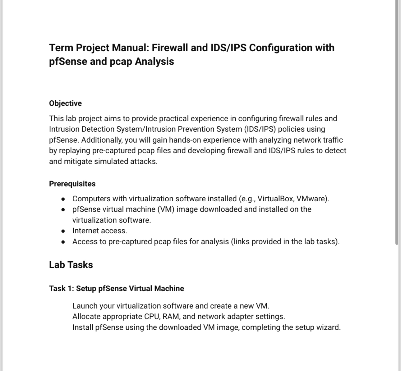 Solved Term Project Manual: Firewall and IDS/IPS | Chegg.com