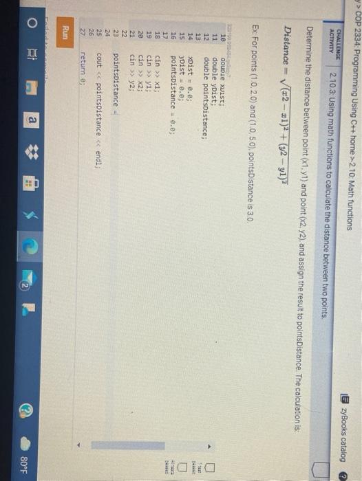 Solved >COP 2334: Programming Using C++ home >210: Math | Chegg.com