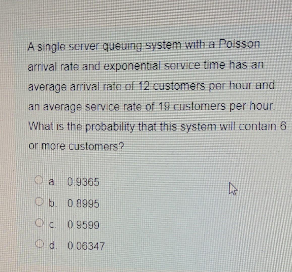 Solved A Single Server Queuing System With A Poisson Arrival 