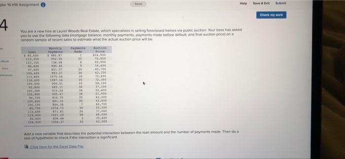 Solved Help Save & Exit pter 14 HW Ansignment Check my wont | Chegg.com