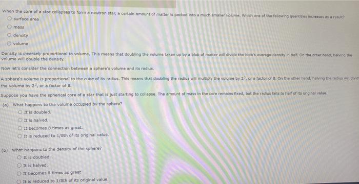 Solved When the core of a star collapses to form a neifton | Chegg.com