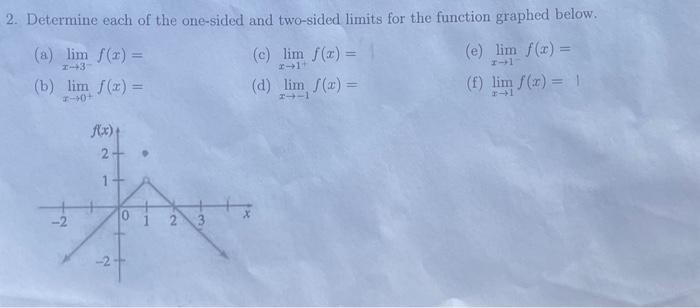 Solved 2. Determine each of the one-sided and two-sided | Chegg.com