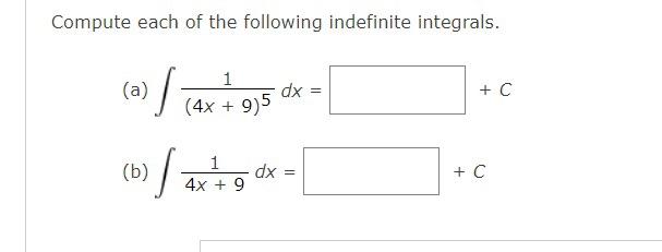 Solved Compute each of the following indefinite integrals. | Chegg.com