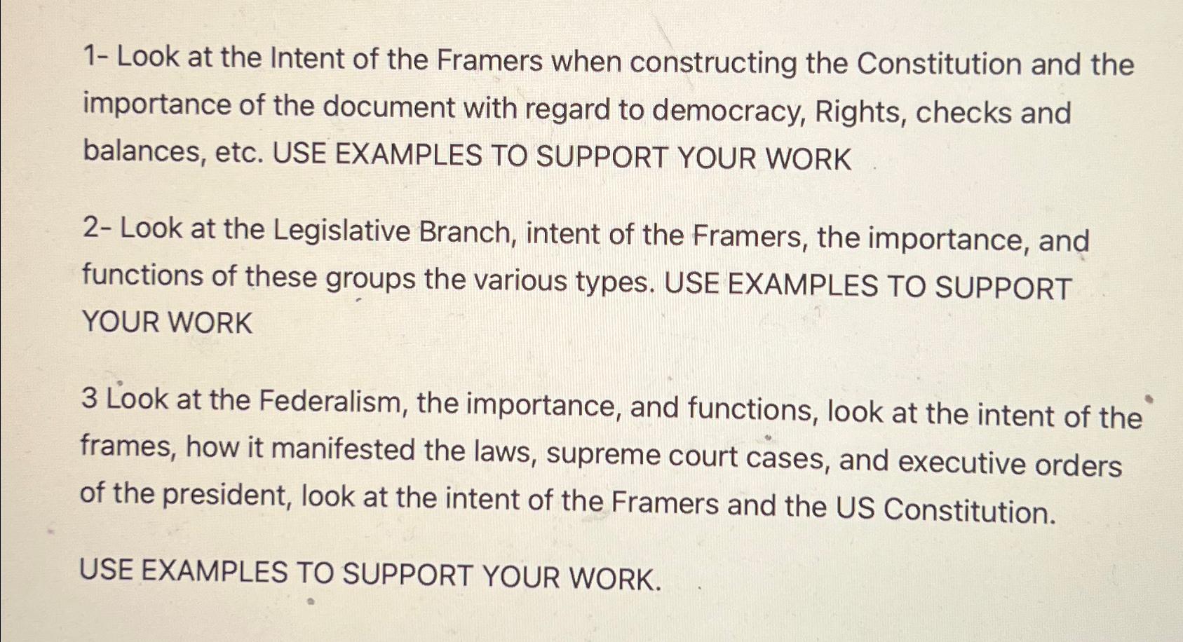 Solved 1- ﻿Look at the Intent of the Framers when | Chegg.com