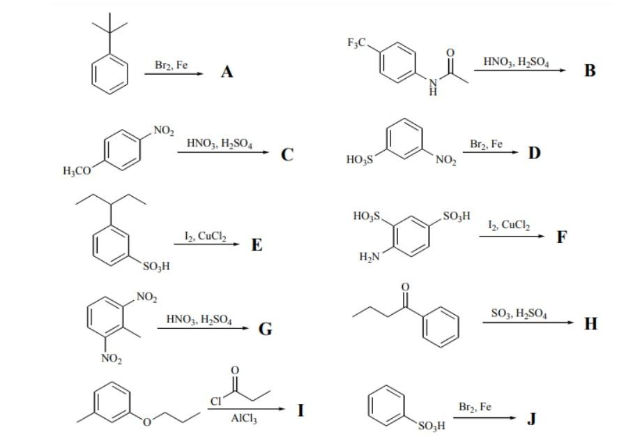 Solved Br2,Fe A HNO3,H2SO4 B HNO3,H2SO4 C I2,CuCl2F | Chegg.com