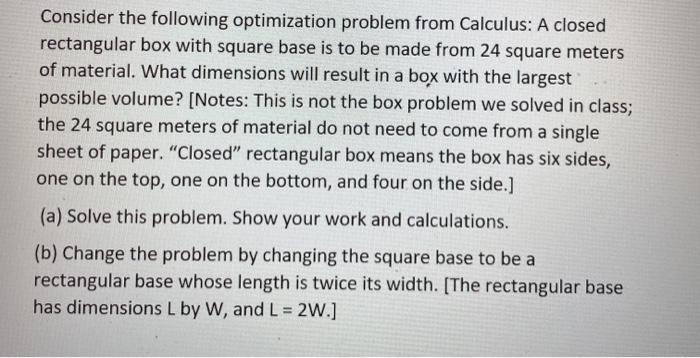 Solved Consider the following optimization problem from | Chegg.com