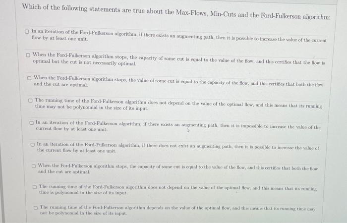 Solved Which Of The Following Statements Are True About The