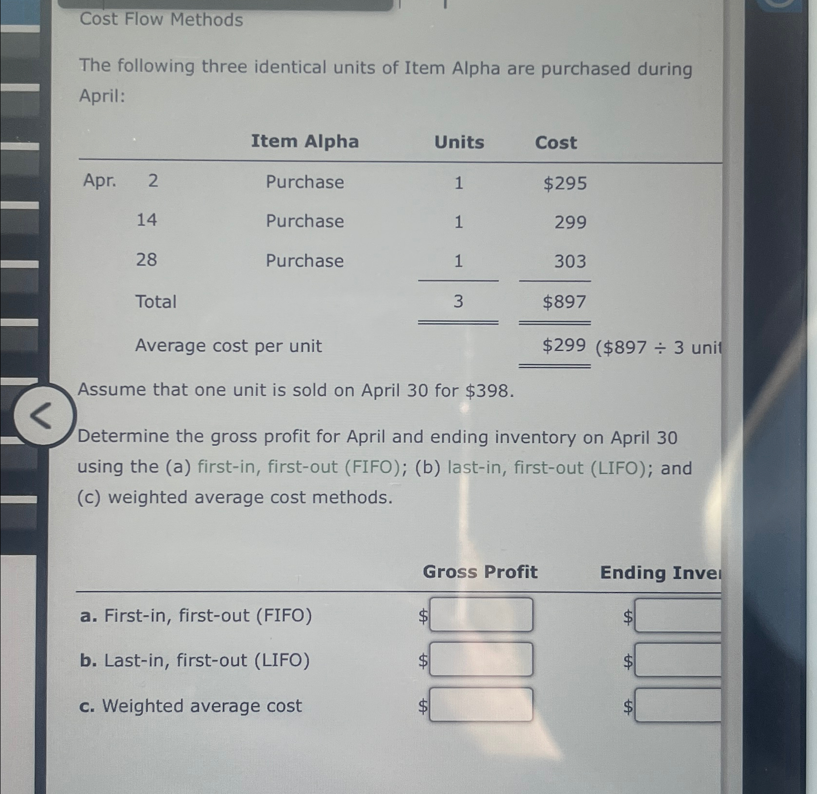 Solved Cost Flow MethodsThe following three identical units | Chegg.com