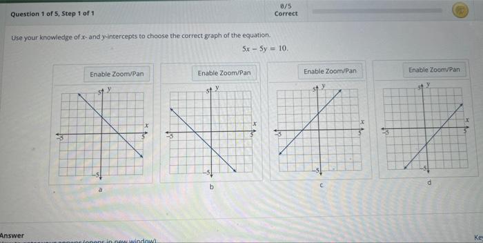 Solved Use your knowledge of x-and y-intercepts to choose | Chegg.com