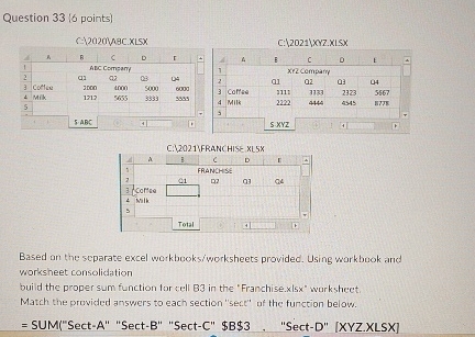 Solved Question 33 (6 ﻿points)\table[[느,A,B,c,D,r,],[1,ALC | Chegg.com