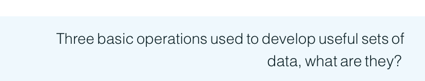 Solved Three basic operations used to develop useful sets of | Chegg.com