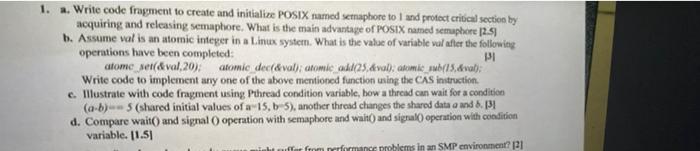 1. a. Write code fragment to create and initialize | Chegg.com
