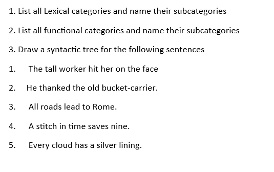 Solved List all Lexical categories and name their | Chegg.com