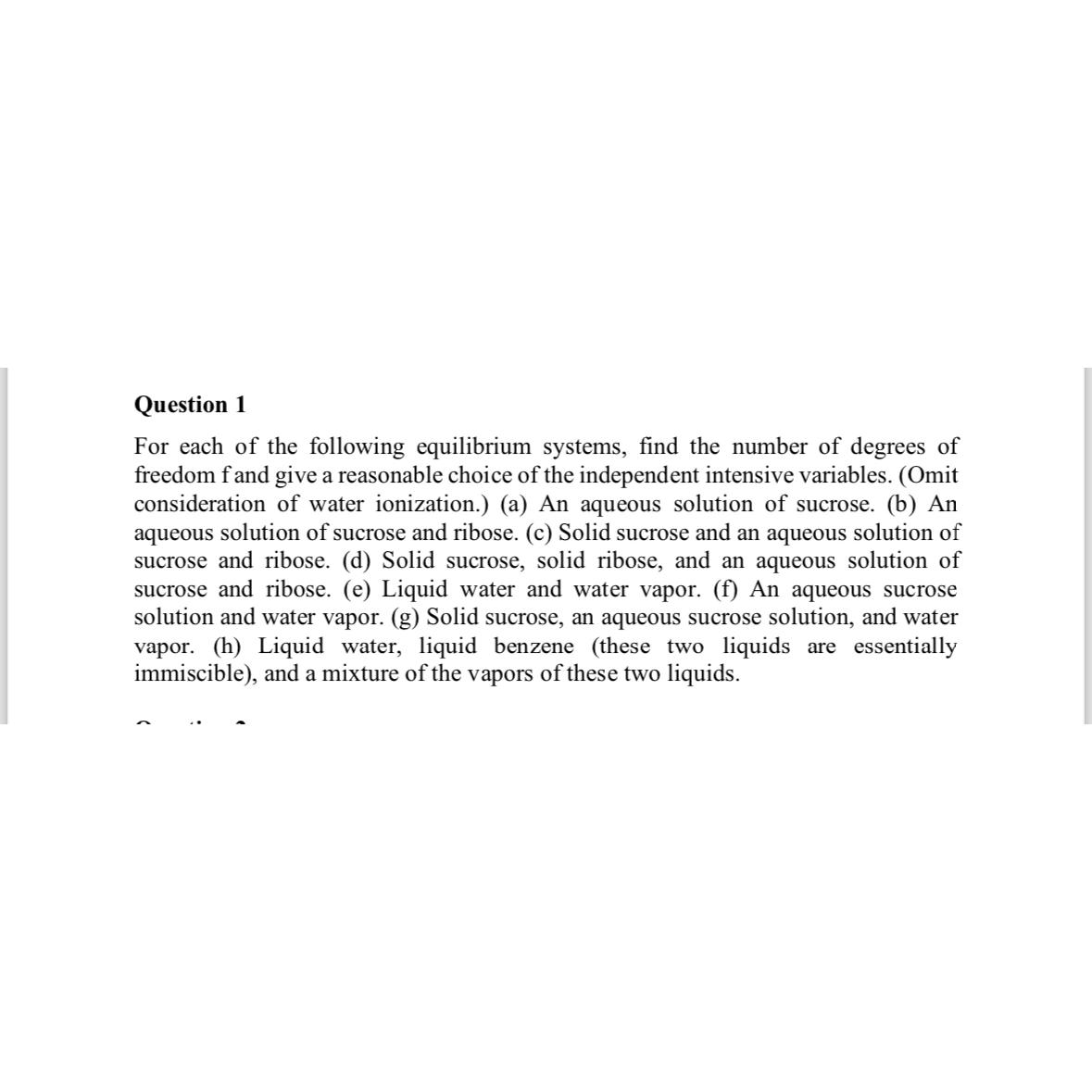 Solved Question 1For each of the following equilibrium | Chegg.com
