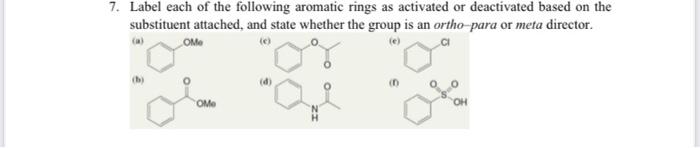 Solved Label each of the following aromatic rings as | Chegg.com