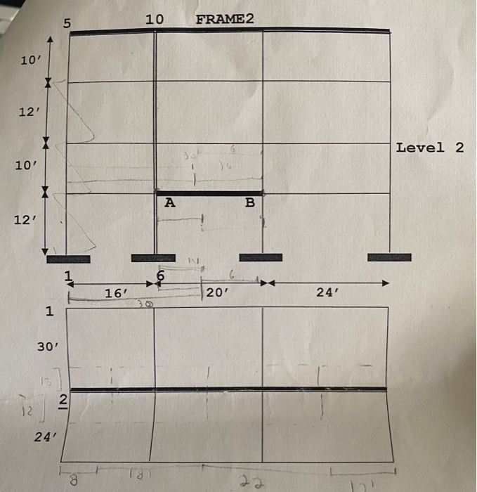 Solved find the Weight in Kips at each level of frame 2. I | Chegg.com