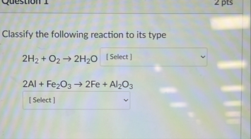 Solved Classify the following reaction to its | Chegg.com