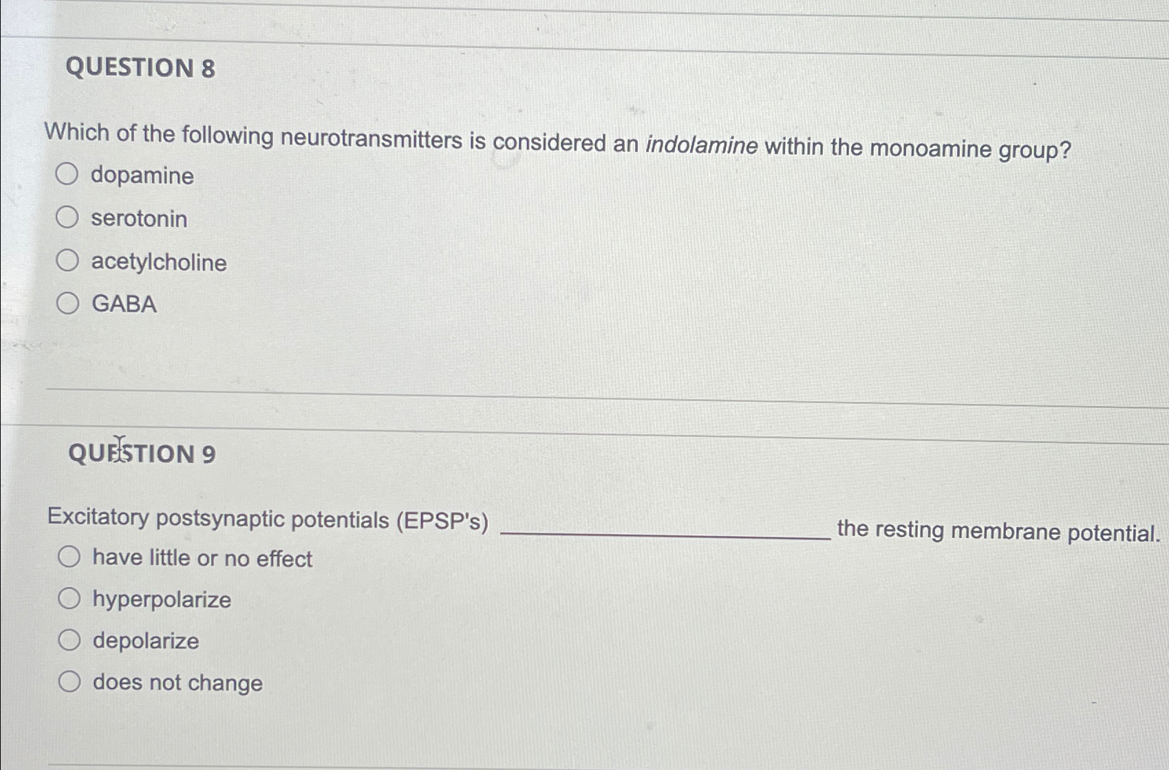 Solved QUESTION 8Which of the following neurotransmitters is | Chegg.com