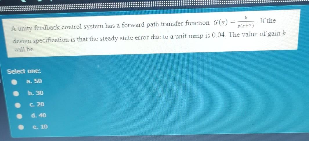 Solved A unity feedback control system has a forward path | Chegg.com