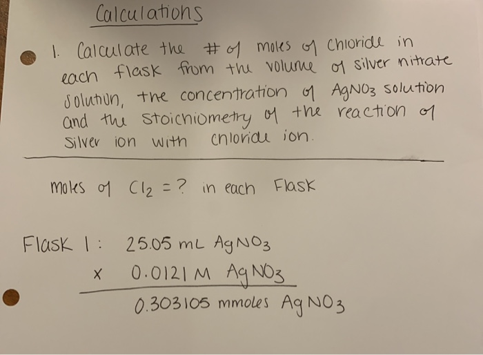 Solved Calculations Calculate The Number Of Moles Of