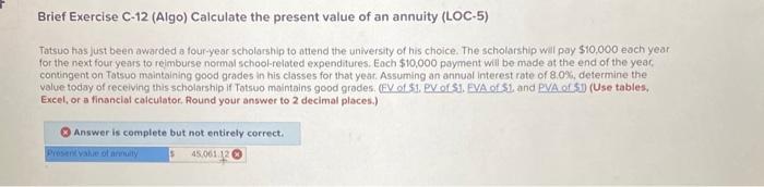 Solved Brief Exercise C-12 (Algo) Calculate the present | Chegg.com