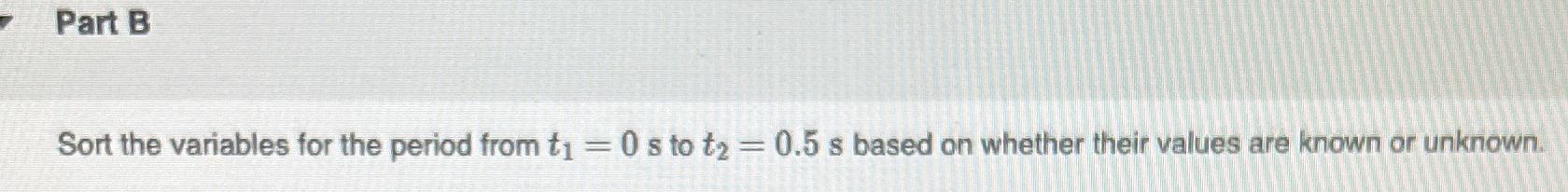 Solved Part BSort the variables for the period from t1=0s | Chegg.com