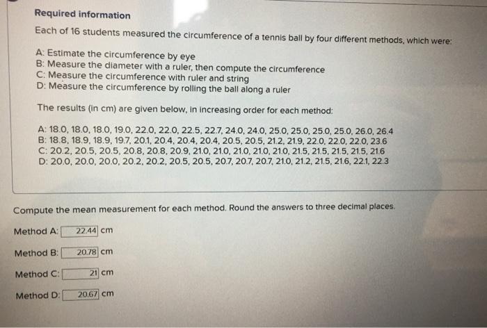 Solved Required information Each of 16 students measured the | Chegg.com