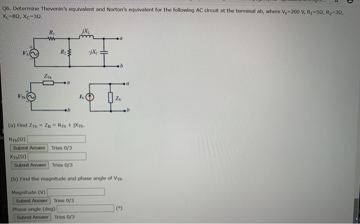 Solved Q6. Determine Thevenin's equivalent and Norton's | Chegg.com