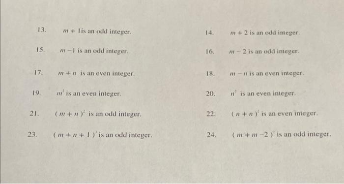 Solved For exercisws 13-24, suppose that M os an odd integer | Chegg.com