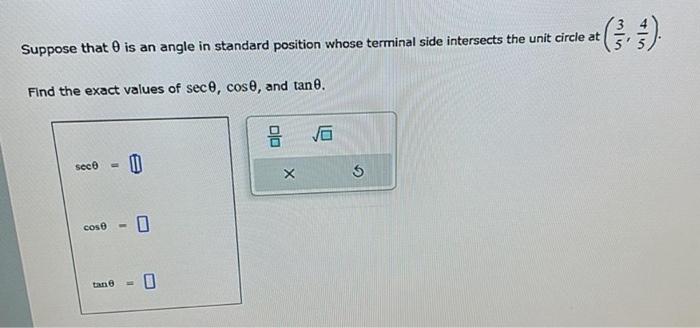 6 Suppose That Is An Angle In Standard Position Whose